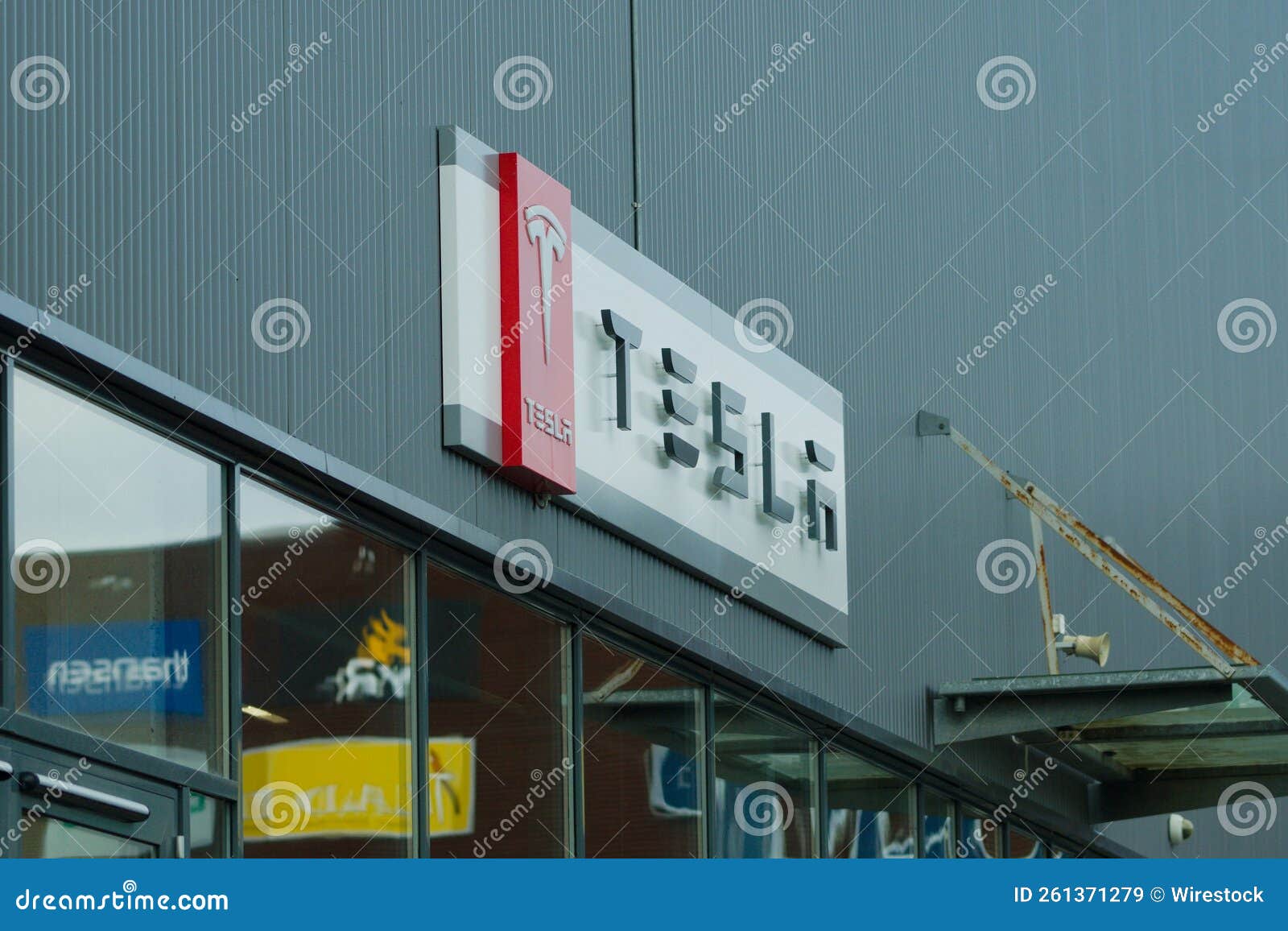 Tesla Logo on a Storefront in Trondheim, Norway. Editorial Stock Image ...