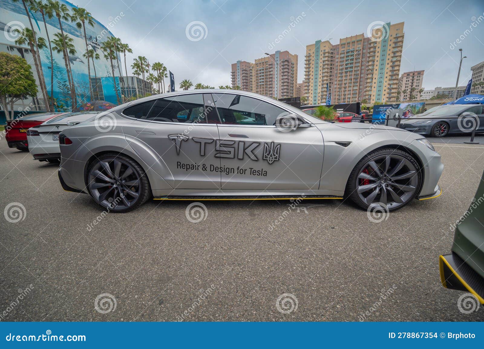 Tesla Model 3 TSK during Electrify Expo, Long Beach Convention Center ...