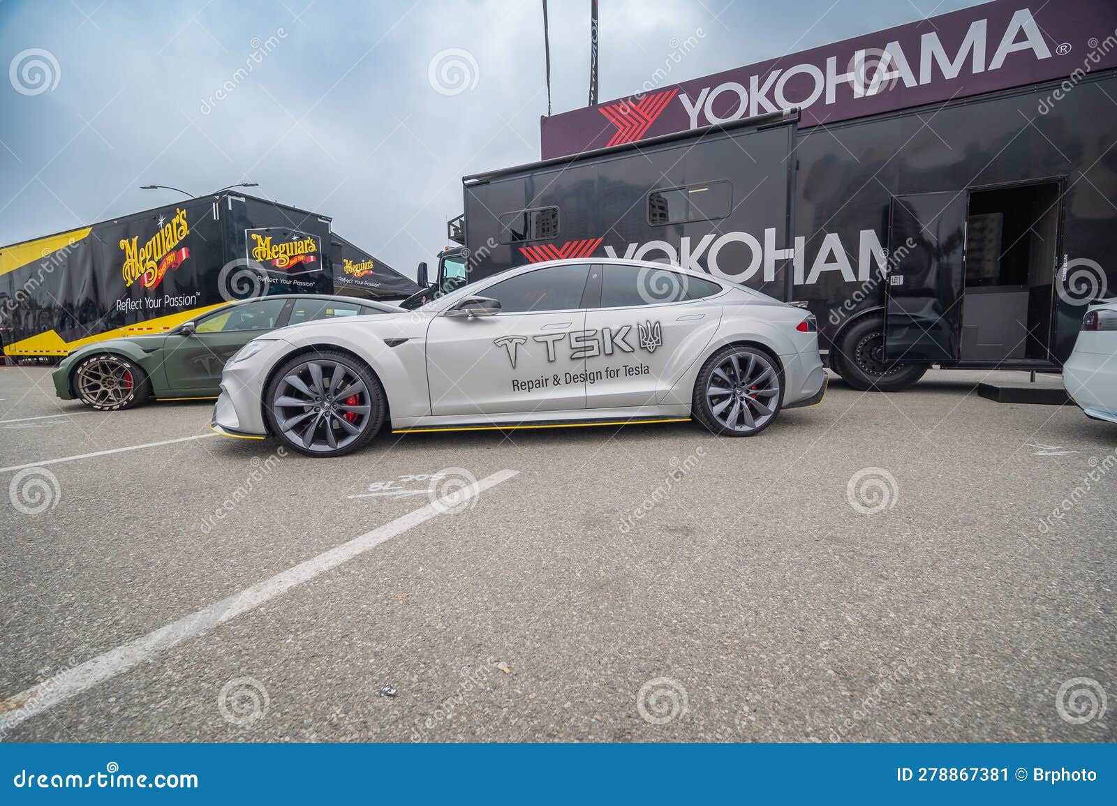 Tesla Model 3 TSK during Electrify Expo, Long Beach Convention Center ...