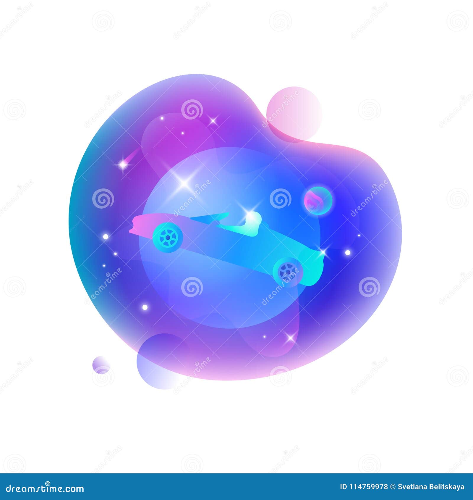 Tesla-roadster In Open Space. Red Sports Roadster On A Black Background ...