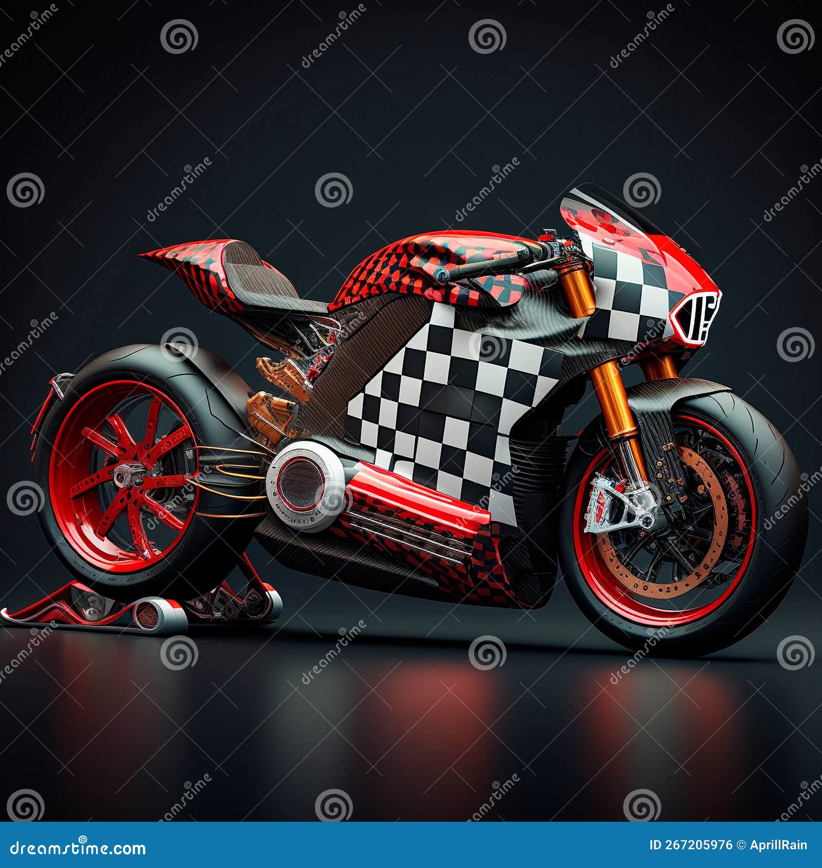 Tesla-style Motorcycle. Red Paint Stock Illustration - Illustration of ...