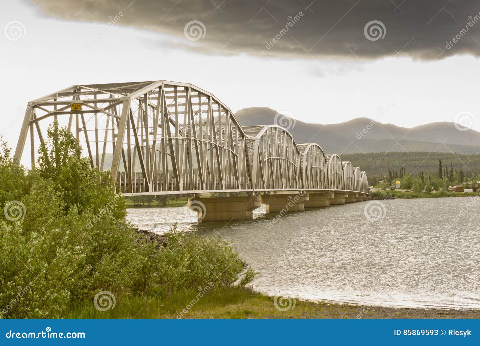 Teslin Bridge stock image. Image of stormy, teslin, forest - 85869593