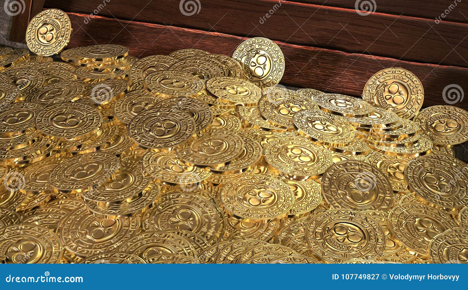 Tesoro Delle Monete Del Pirata 3d Rendono Illustrazione di Stock ...