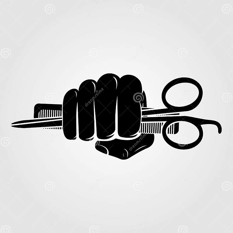Tesoura Para Cabeleireiro E ícone Do Pente Ilustração Do Vetor