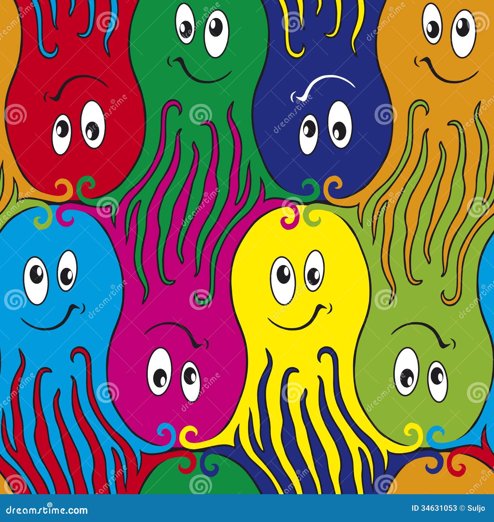 Tessellated Octopus Pattern Stock Illustration - Illustration of ...