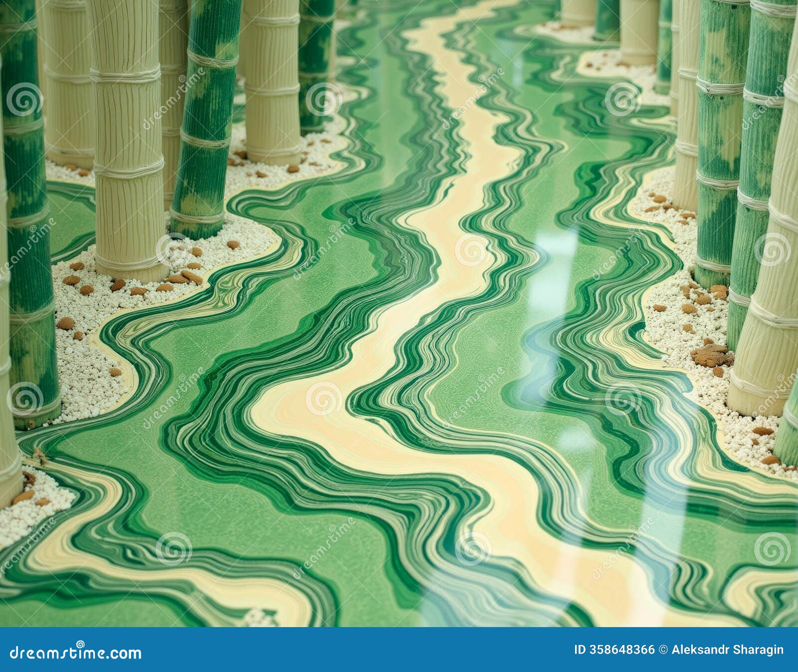Tessellating Bamboo Forest Marble With Vertical Green Striations On A ...