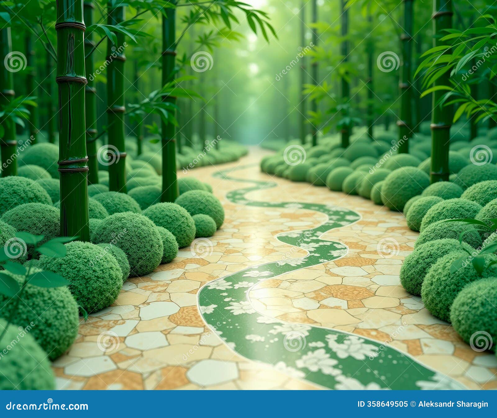 Tessellating Bamboo Forest Marble With Vertical Green Striations On A ...