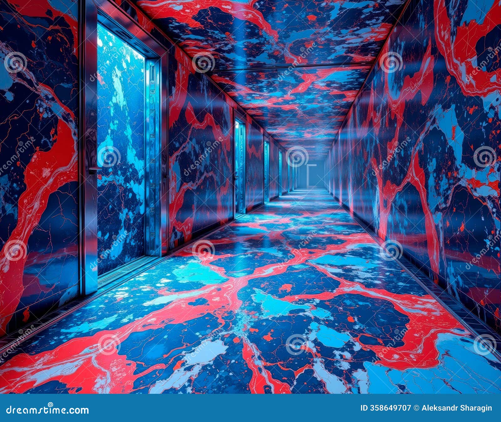 Tessellating Quantum Marble With Superpositional Blue And Red Veins ...