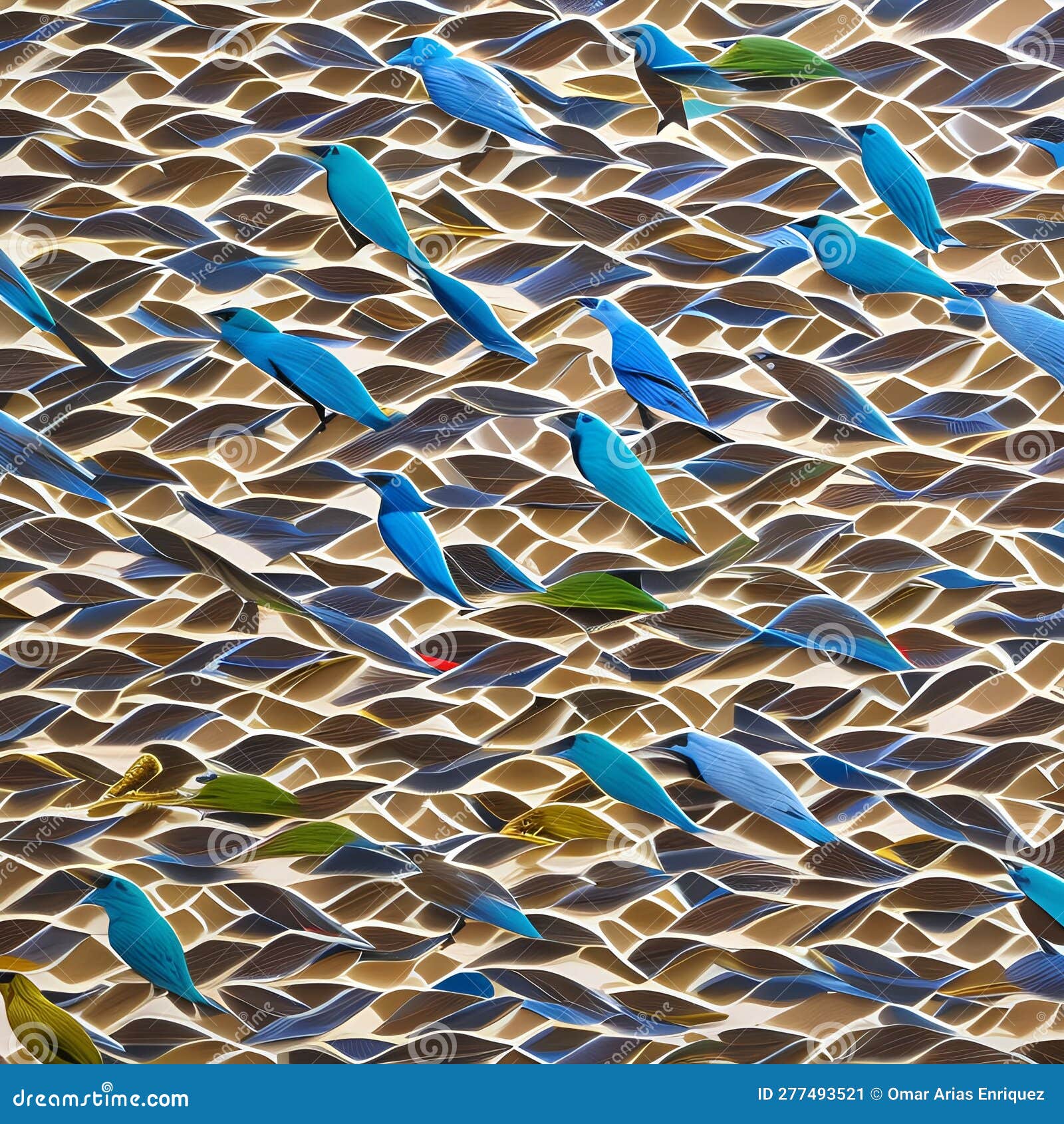 A Tessellation of Birds in Various Sizes and Colors, Perching in ...