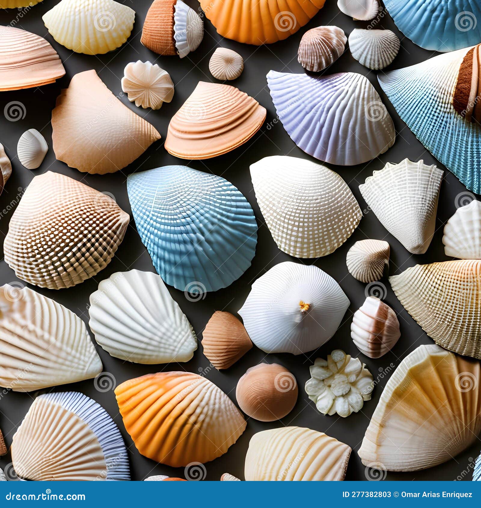 A Tessellation of Seashells in Various Sizes and Colors, Arranged in ...