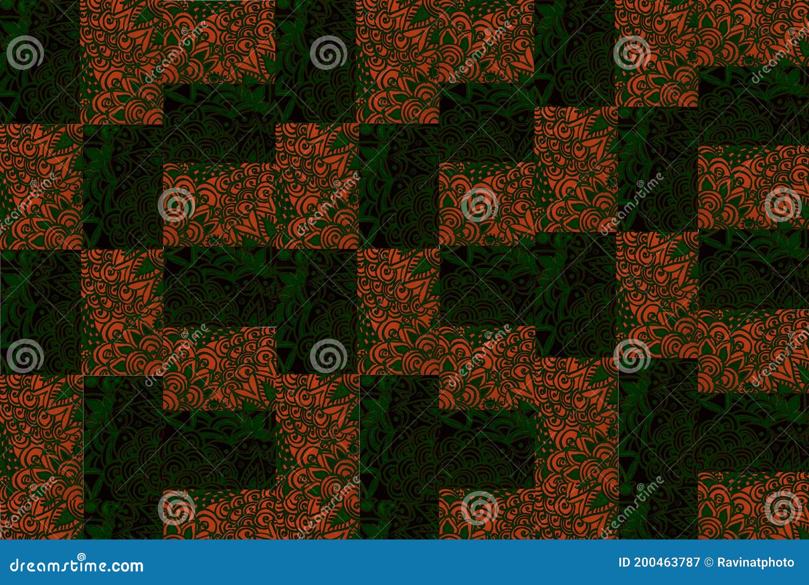 Tessellations In Green, Burgundy, Orange, Colors Generated Digitally ...