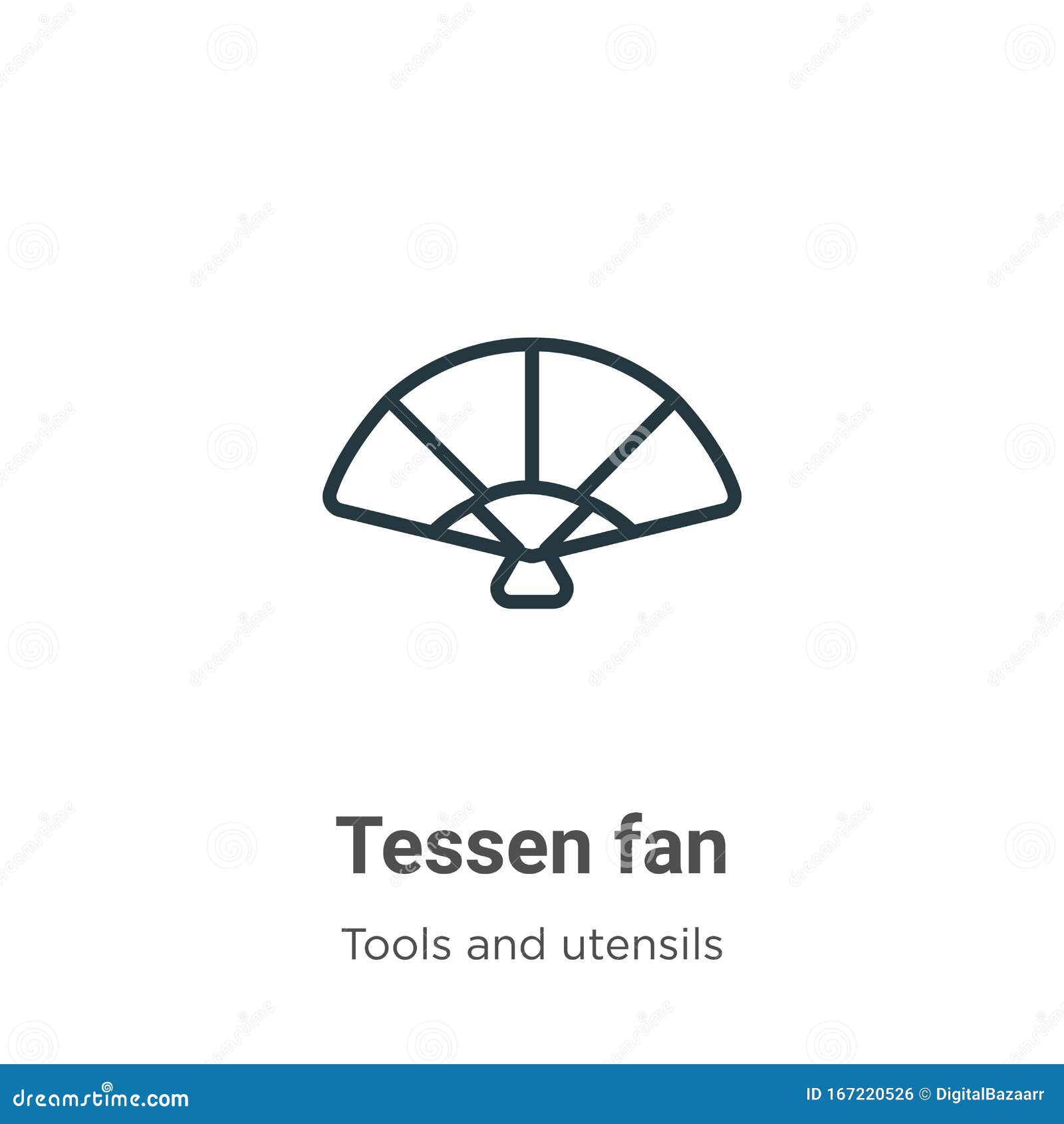 Tessen Fan Outline Vector Icon. Thin Line Black Tessen Fan Icon, Flat ...
