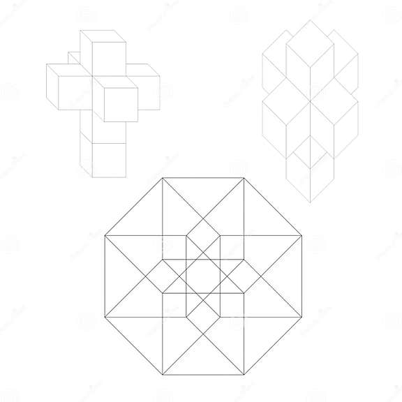 Tesseract aka Hypercube stock de ilustración. Ilustración de sagrado ...