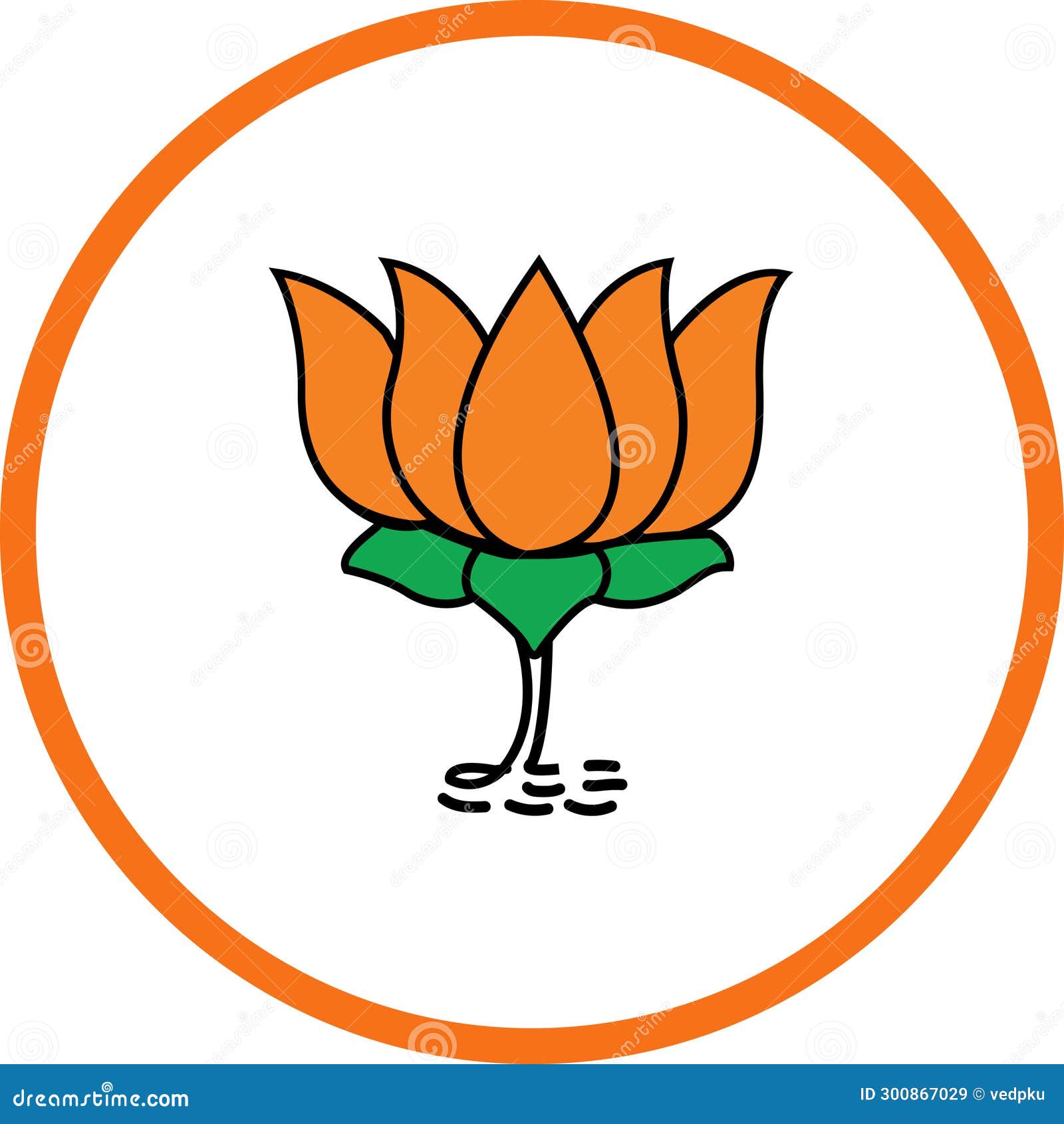 Lotus Flower in Saffron Color Political Party BJP Bhartiya Janata Party ...