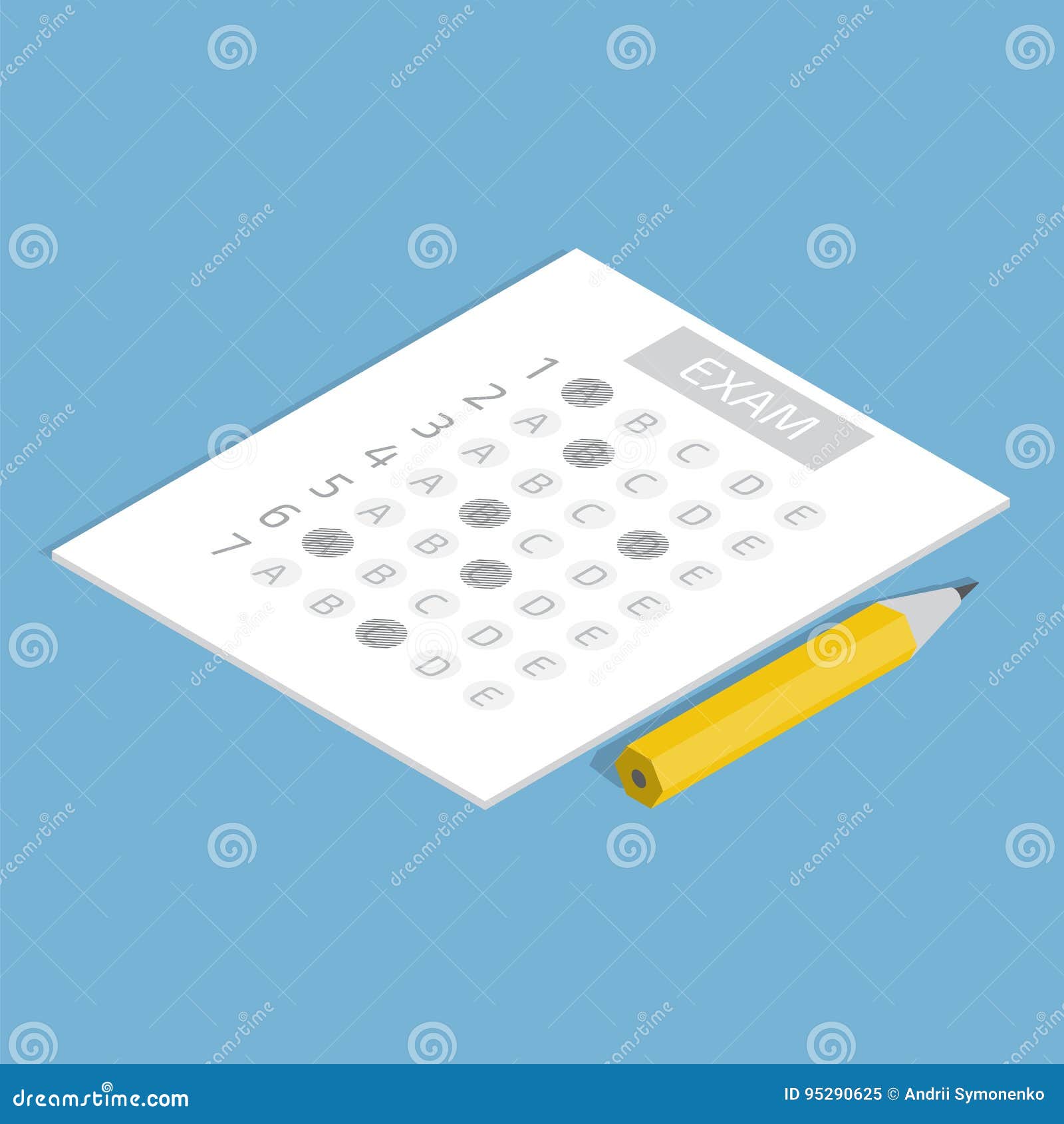 Test Answer Sheet Concept Isometric. Vector Illustration Stock Vector ...