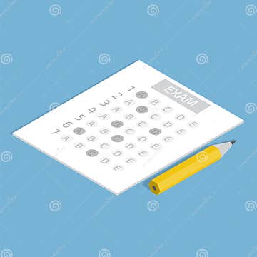 Test Answer Sheet Concept Isometric. Vector Illustration Stock Vector ...