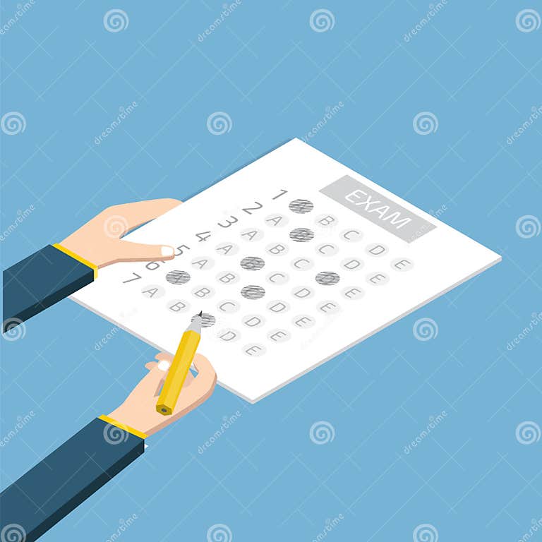 Test Answer Sheet Concept Isometric. Vector Illustration Stock Vector ...