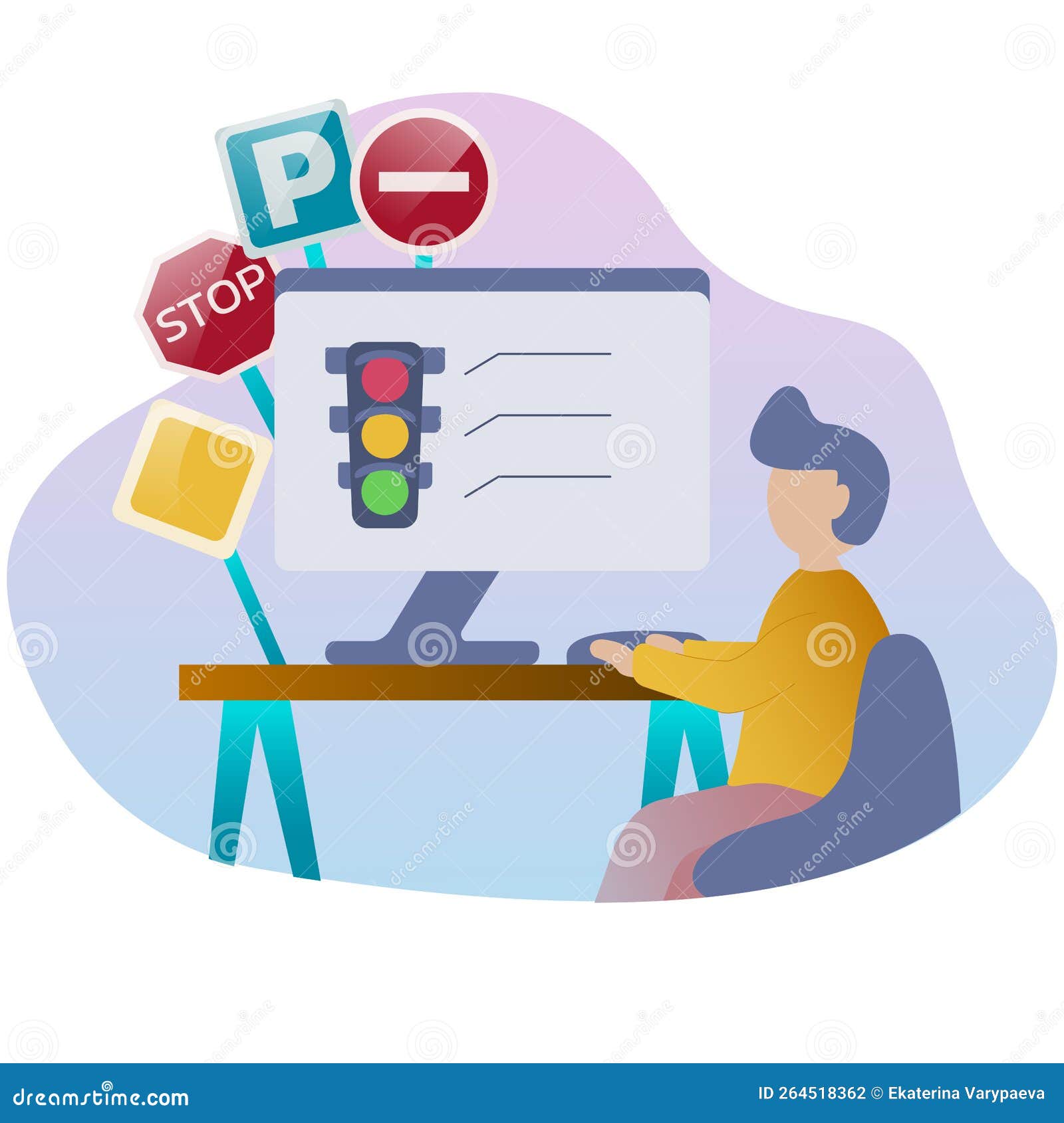 Test on Computer for Driving License Stock Illustration - Illustration ...