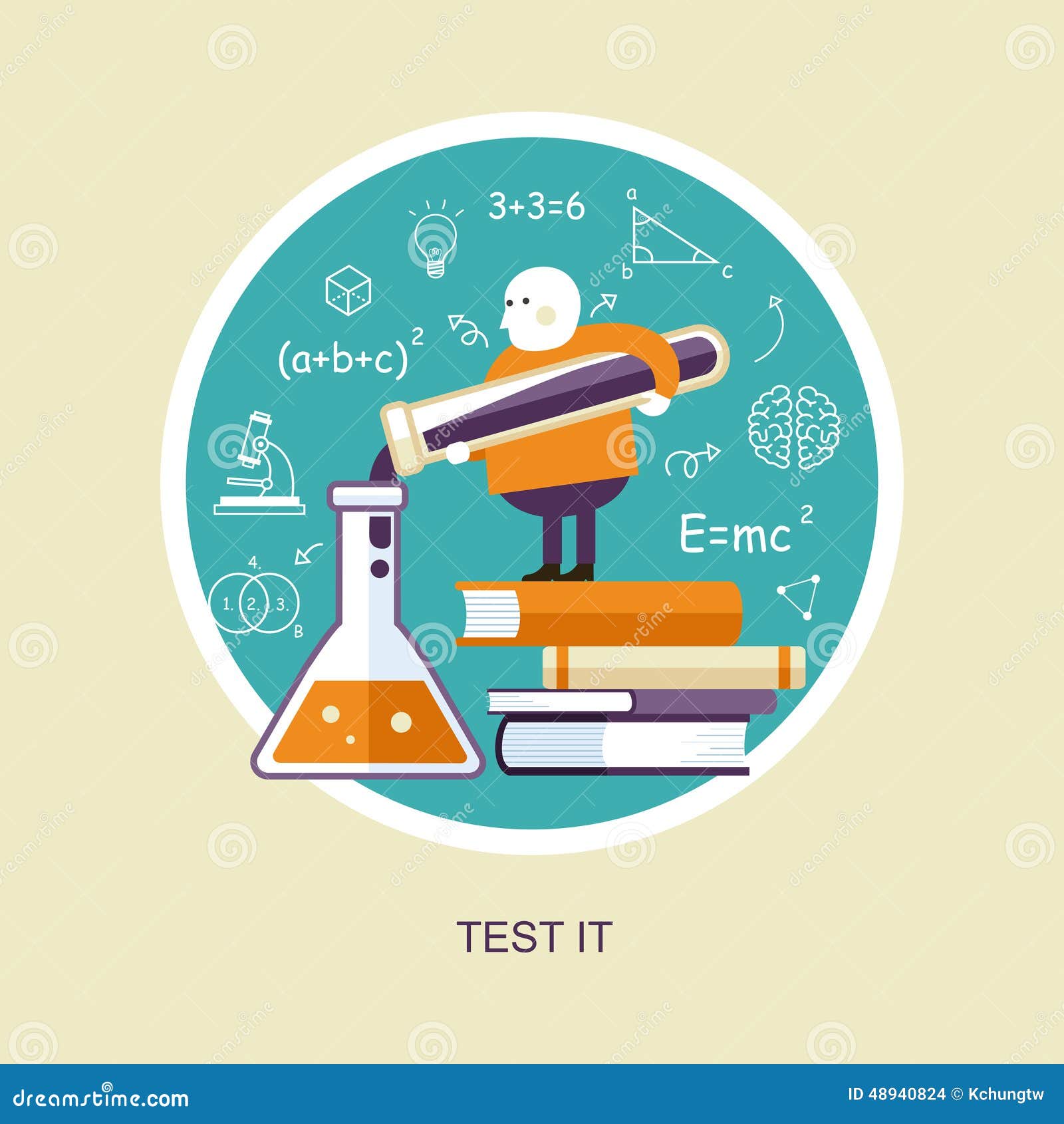 Test it Concept in Flat Design Stock Vector - Illustration of chemistry ...