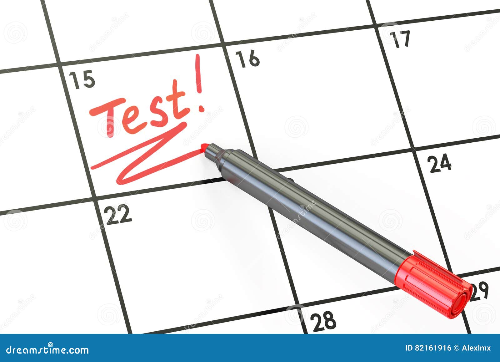 Test Date on Calendar Concept, 3D Rendering Stock Illustration ...