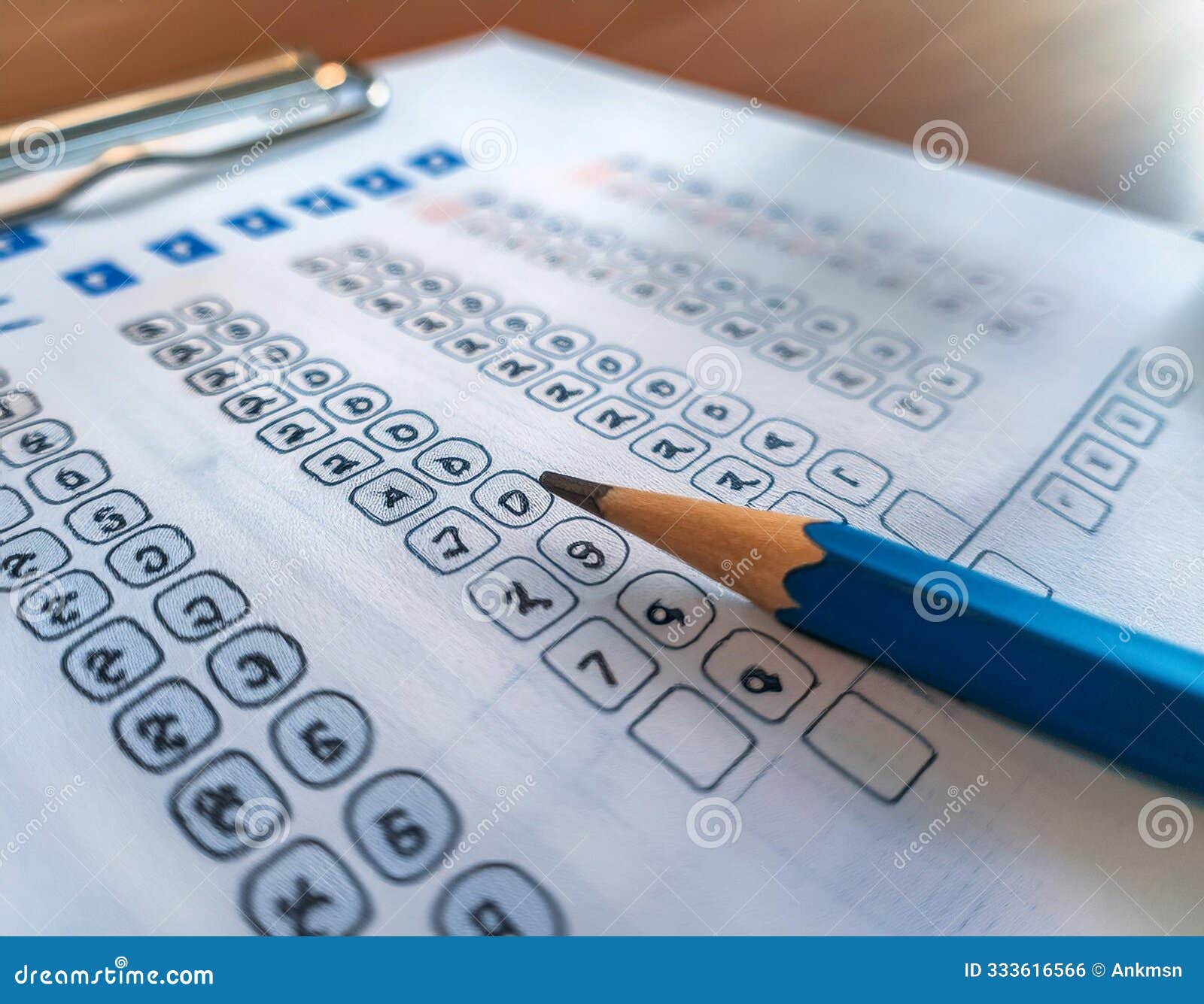 Test and Examination Materials Featuring Elements Like a Pencil, Paper ...