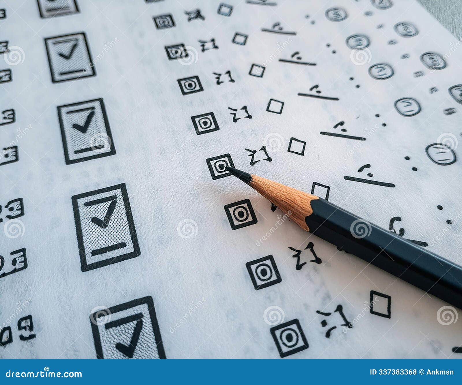 Test and Examination Materials Featuring Elements Like a Pencil, Paper ...