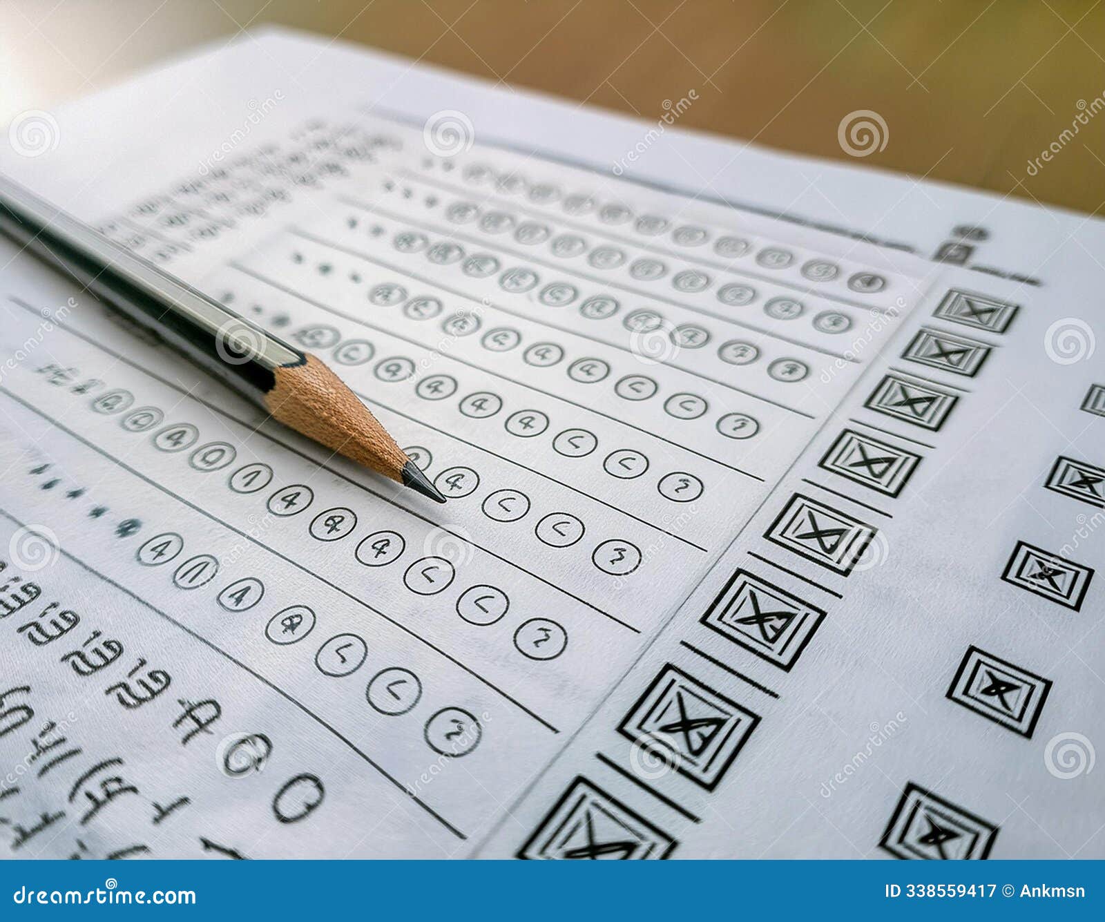 Test and Examination Materials Featuring Elements Like a Pencil, Paper ...