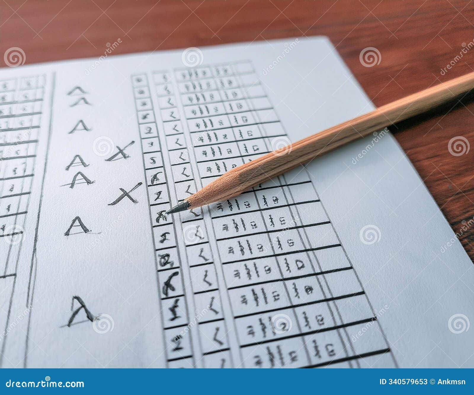 Test and Examination Materials Featuring Elements Like a Pencil, Paper ...