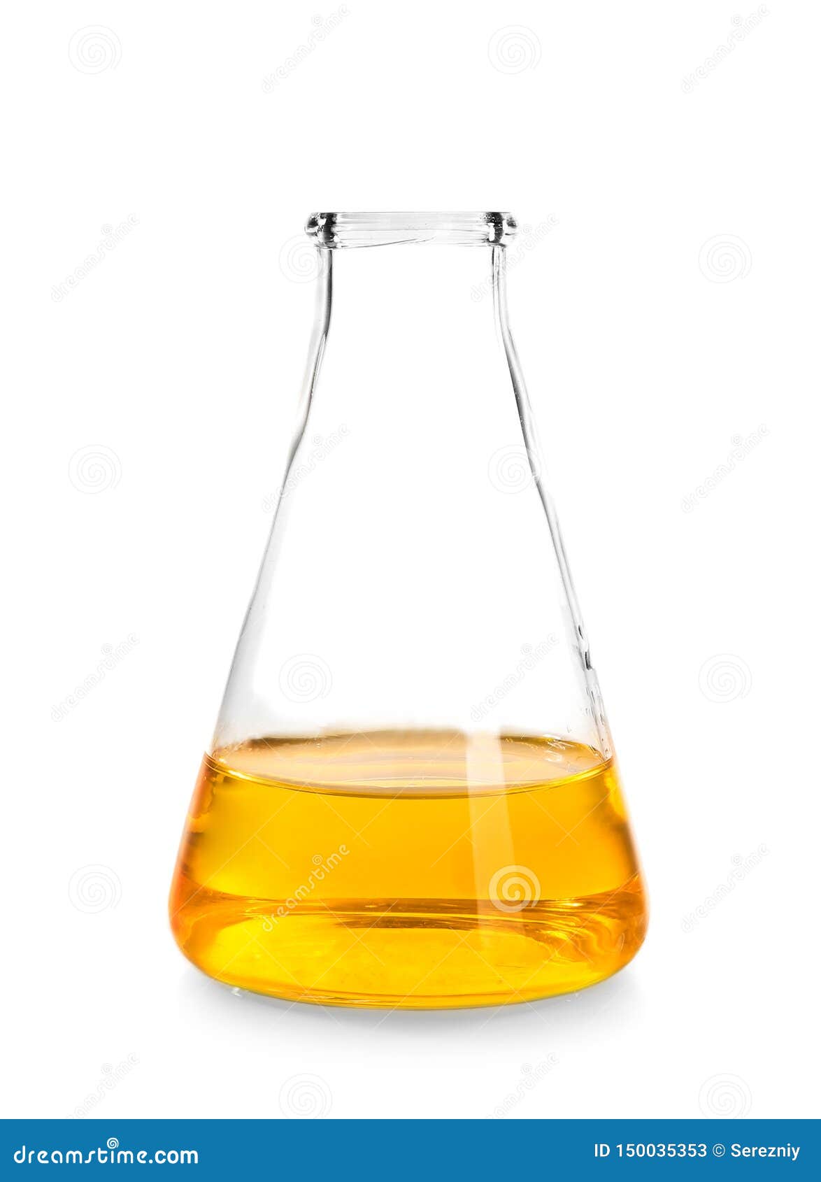 Test Flask with Yellow Liquid on White Background Stock Image - Image ...