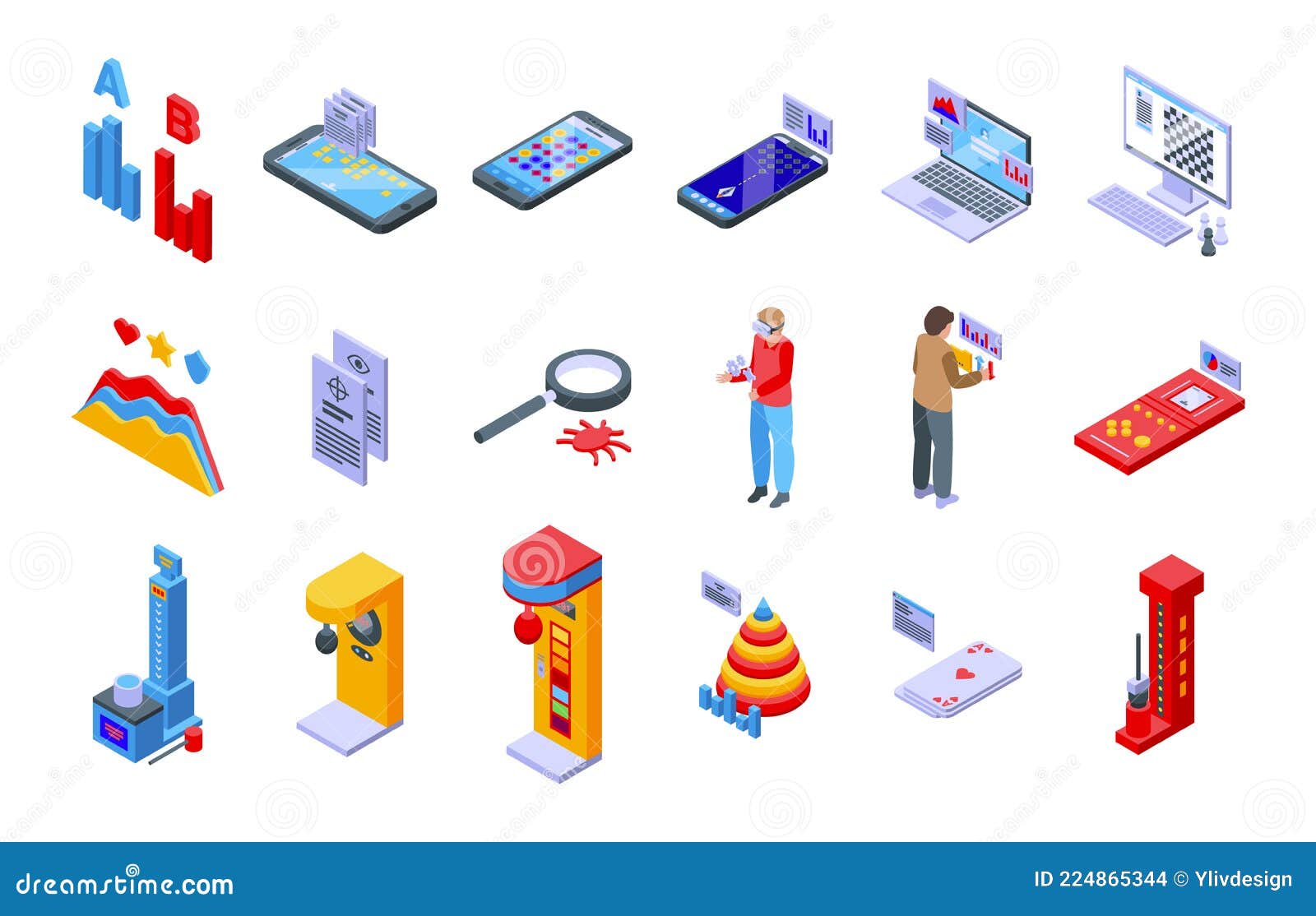 Test Game Icons Set Isometric Vector. Scientist Expert Stock Vector ...