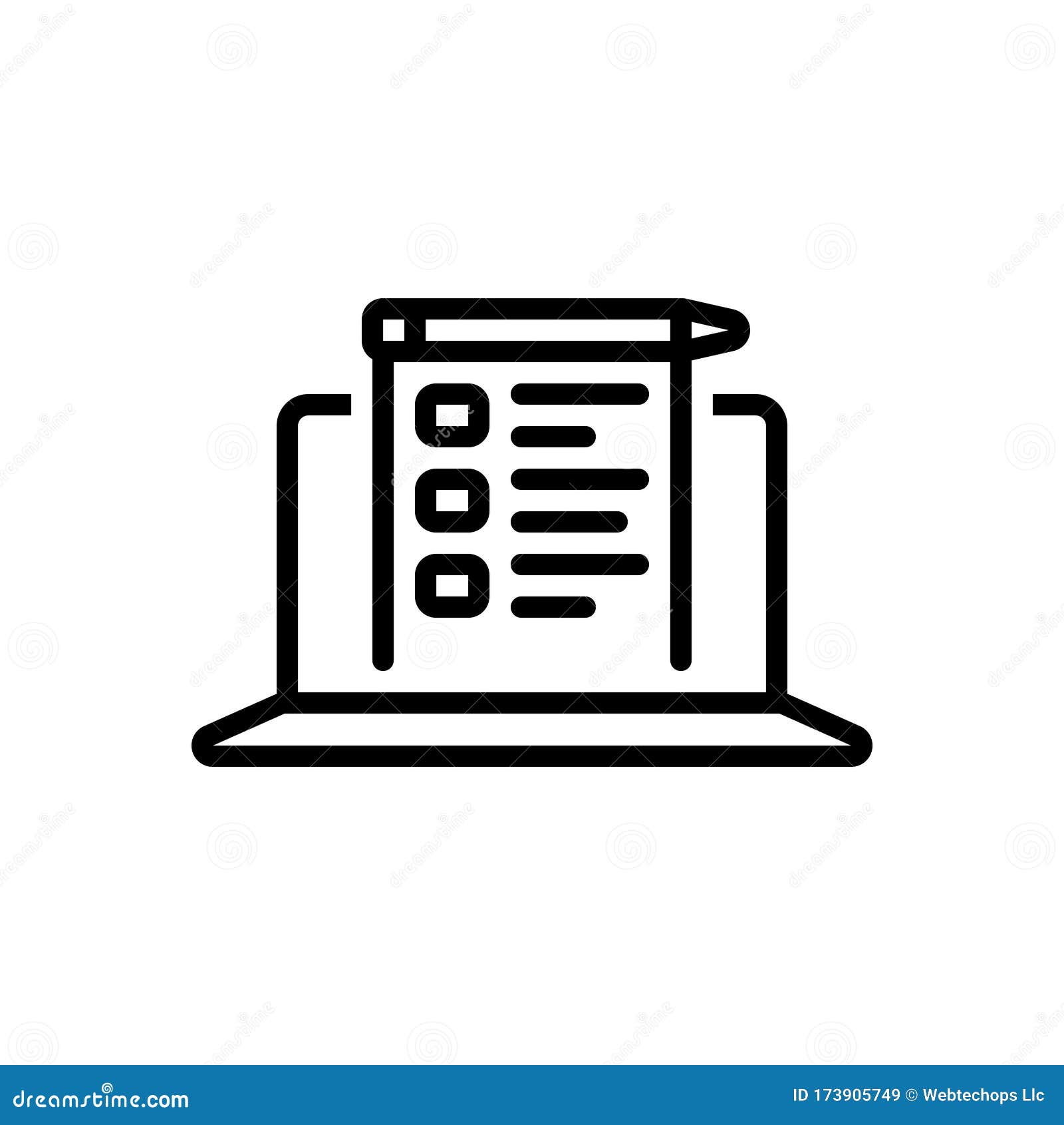 Black Line Icon for Test, Document and Online Stock Vector ...