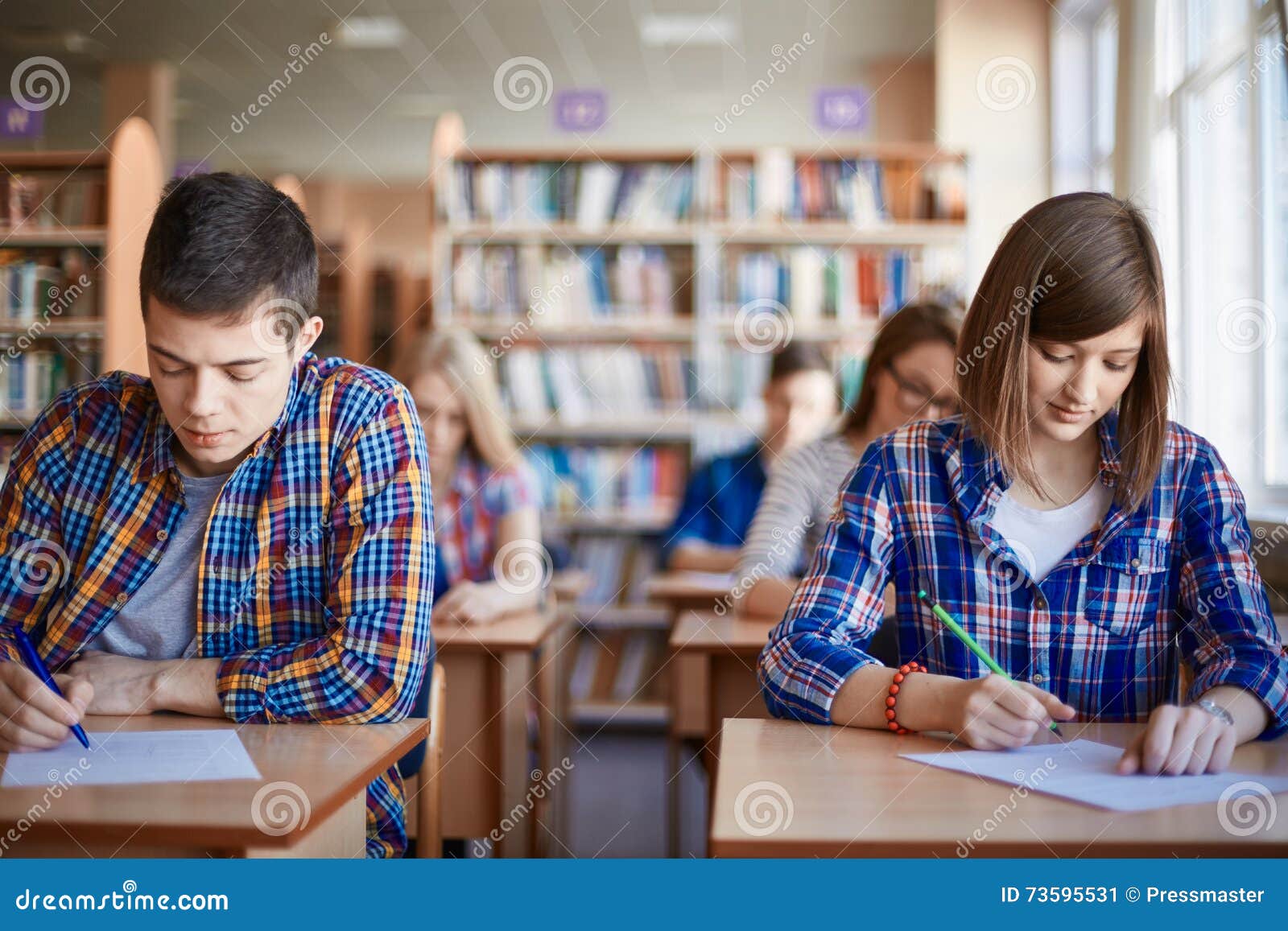 Test at lesson stock image. Image of highschool, caucasian - 73595531