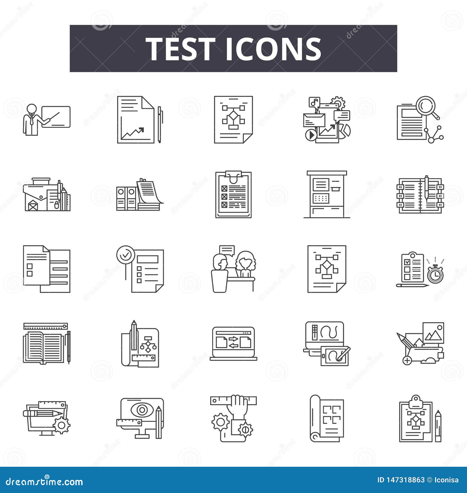 Test Line Icons, Signs, Vector Set, Linear Concept, Outline ...