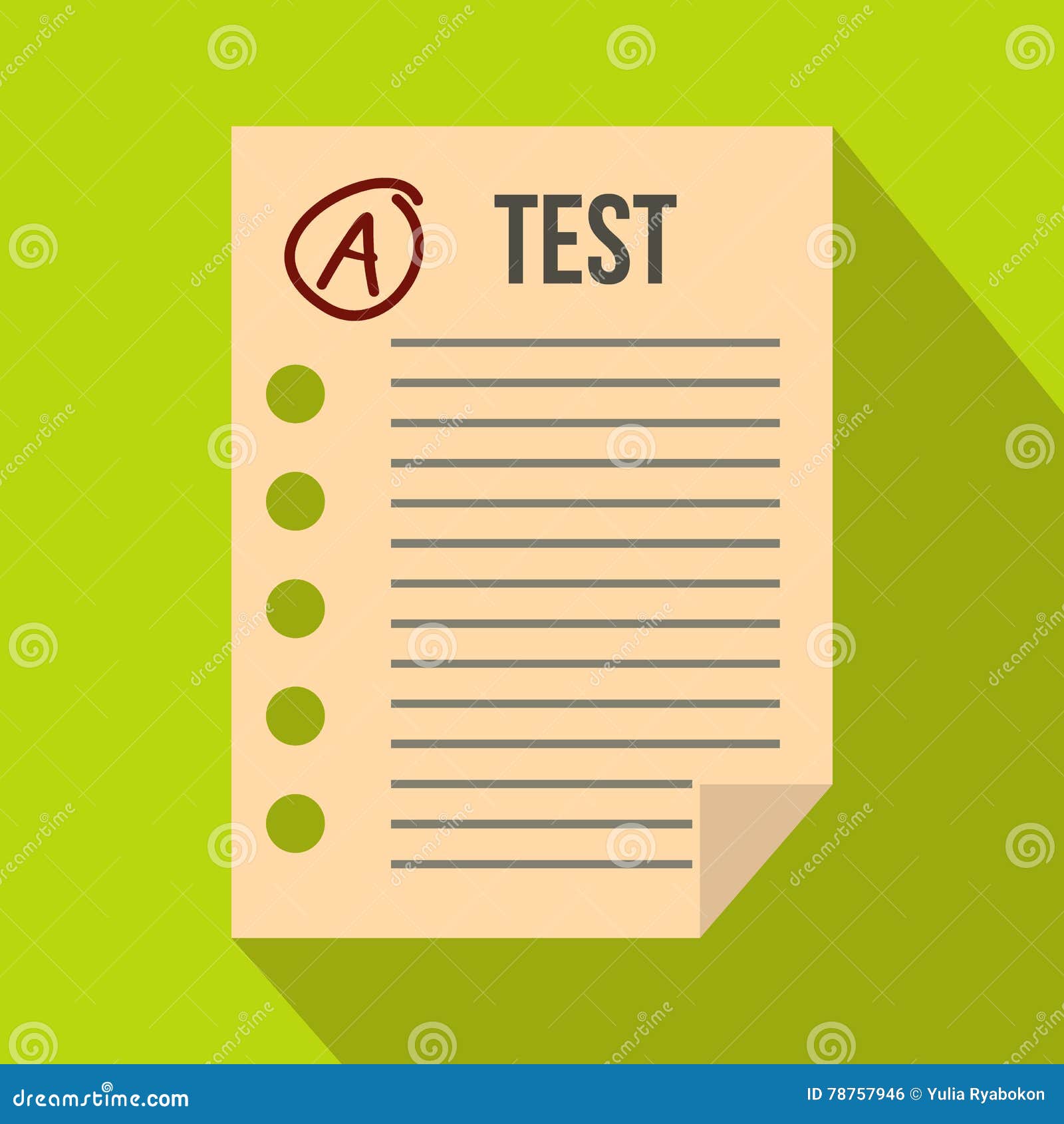 Test Paper Icon, Flat Style Stock Vector - Illustration of document ...