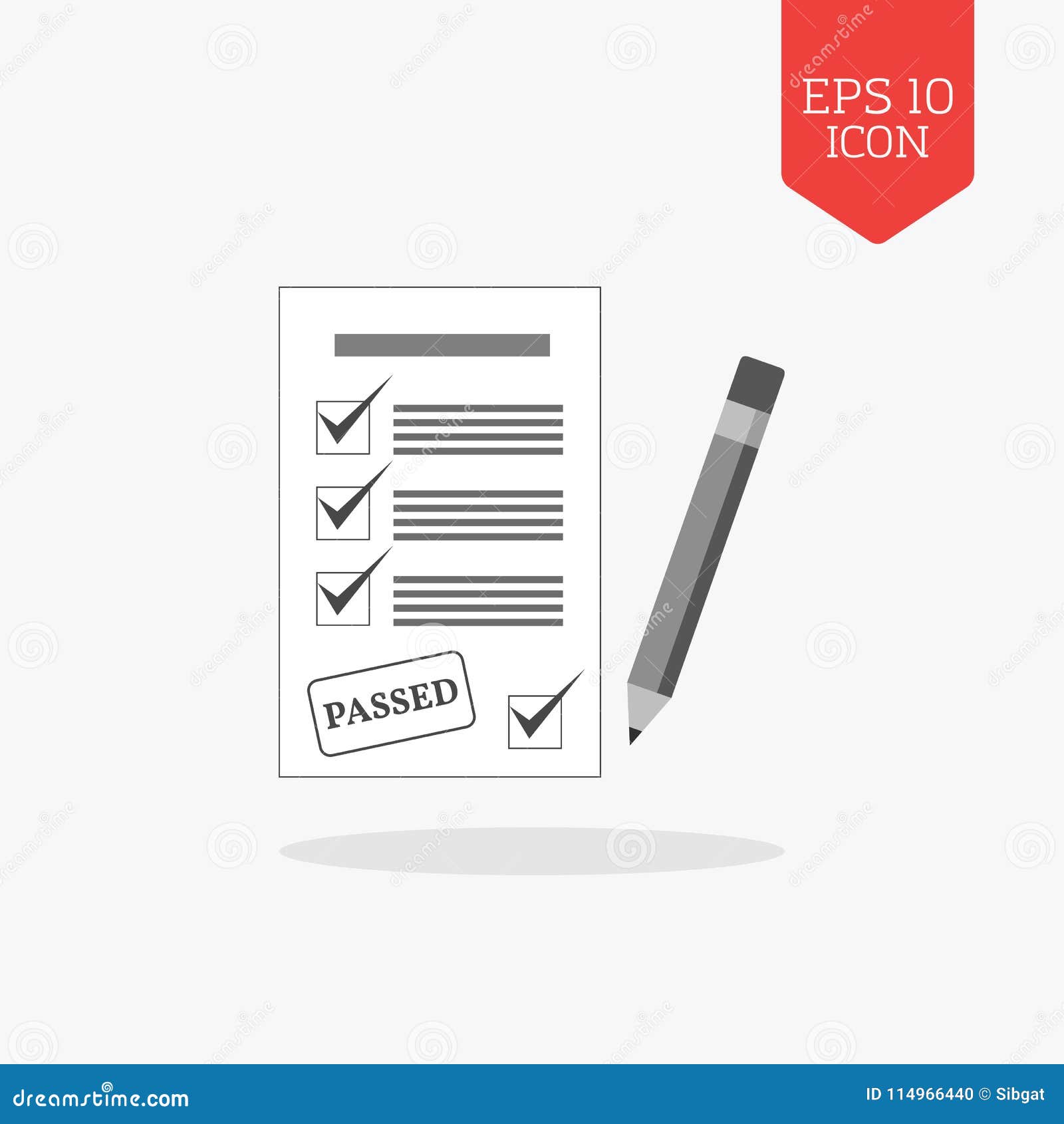 Test Passed Concept Icon. Flat Design Gray Color Symbol Stock Vector ...