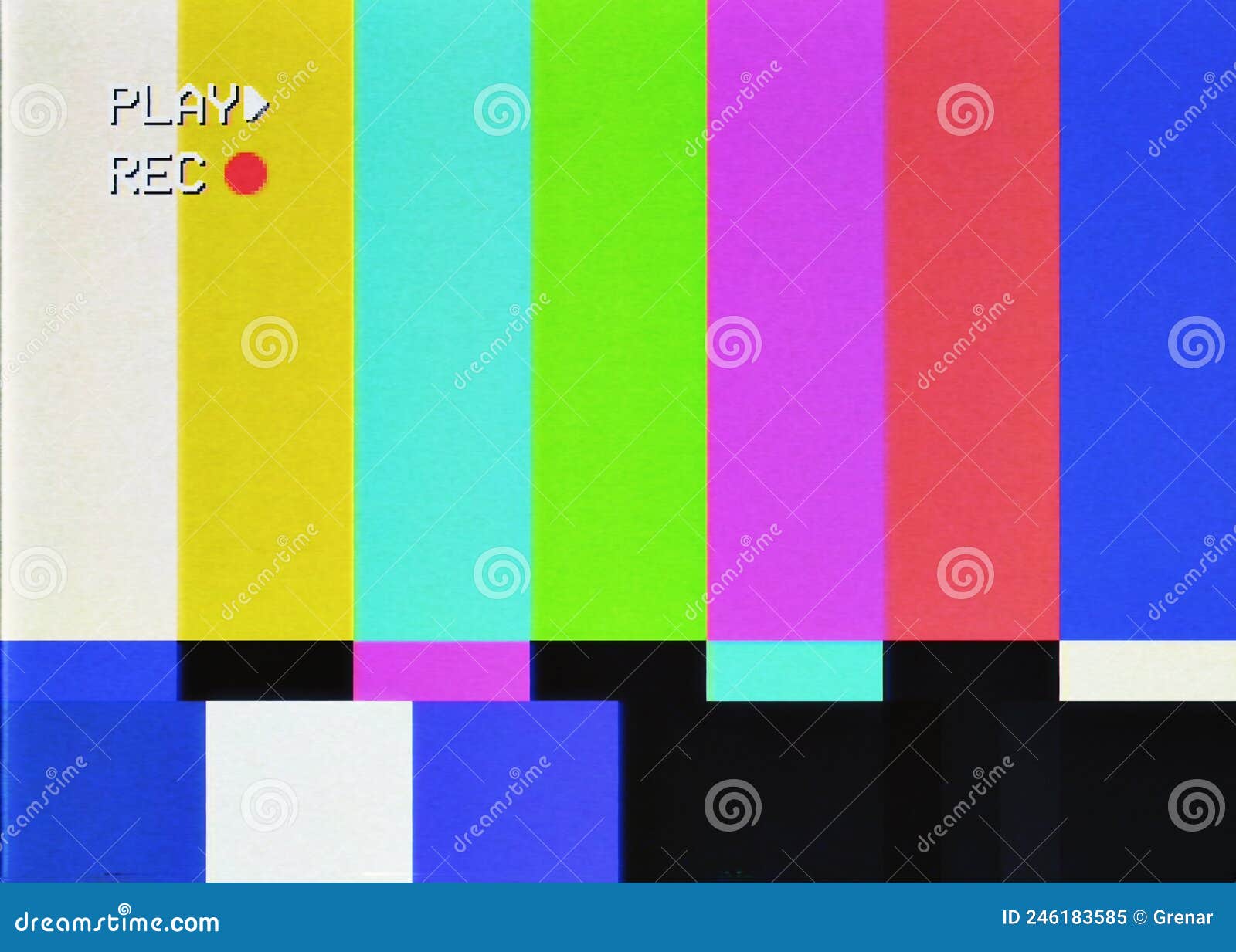 Test pattern play rec VHS stock image. Image of smpte - 246183585