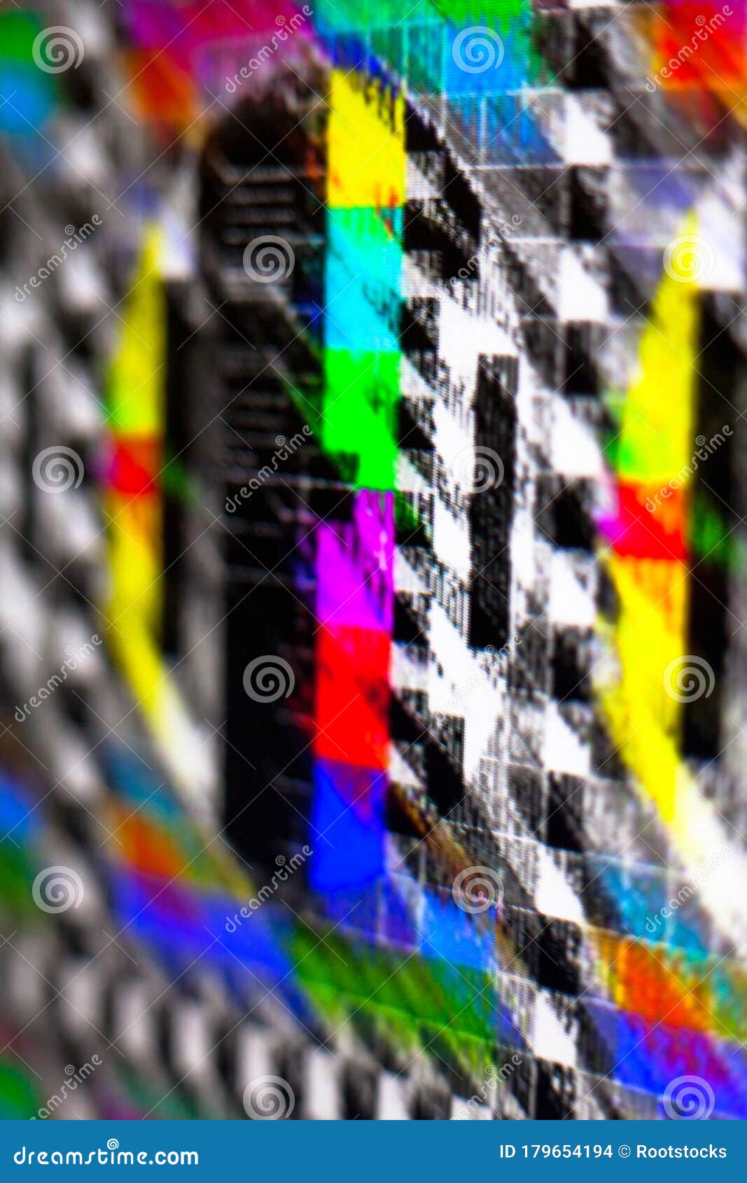 Test Pattern on the Screen. Glitch Stock Photo - Image of broadcast ...