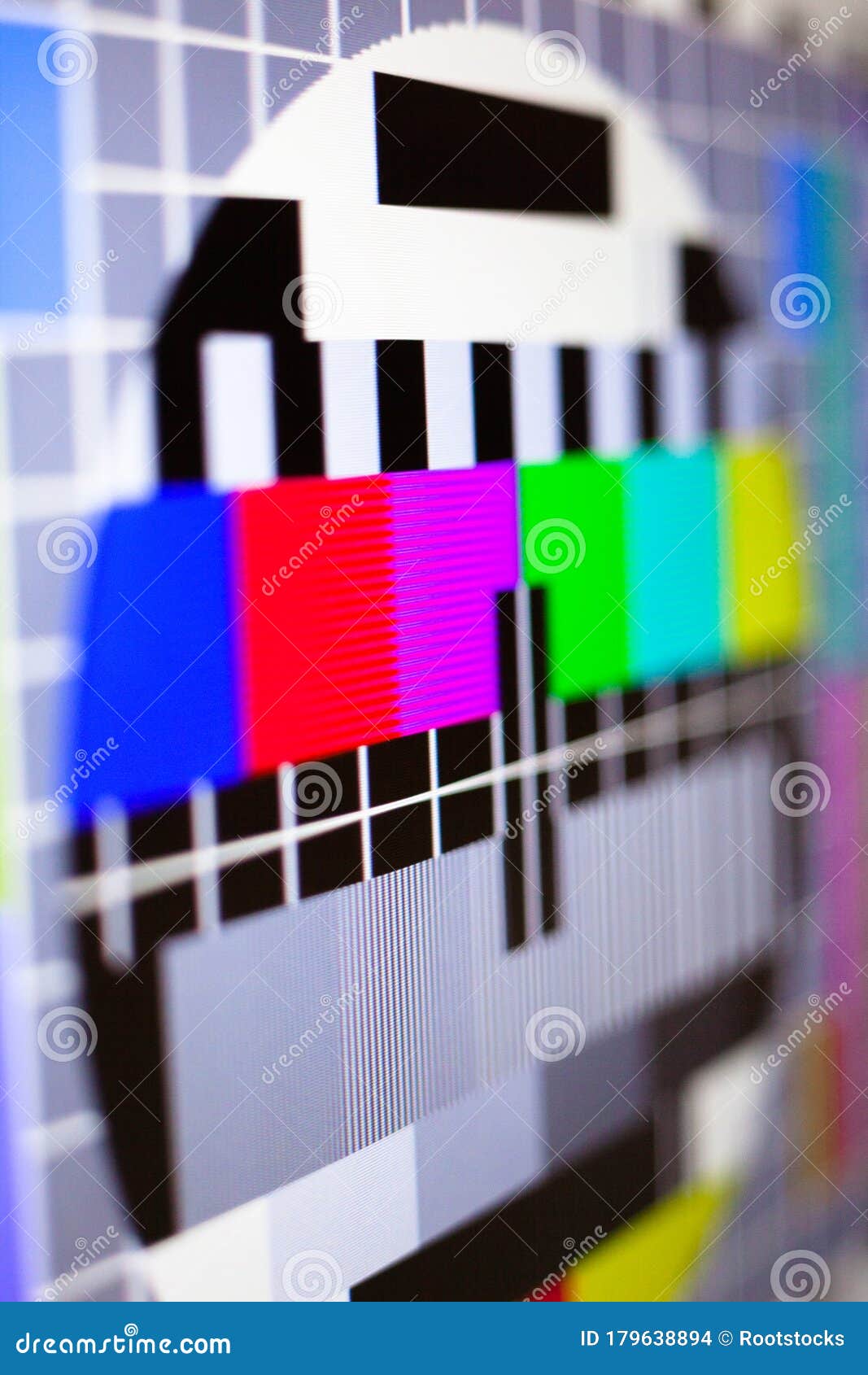 Test pattern on the screen stock photo. Image of blur - 179638894