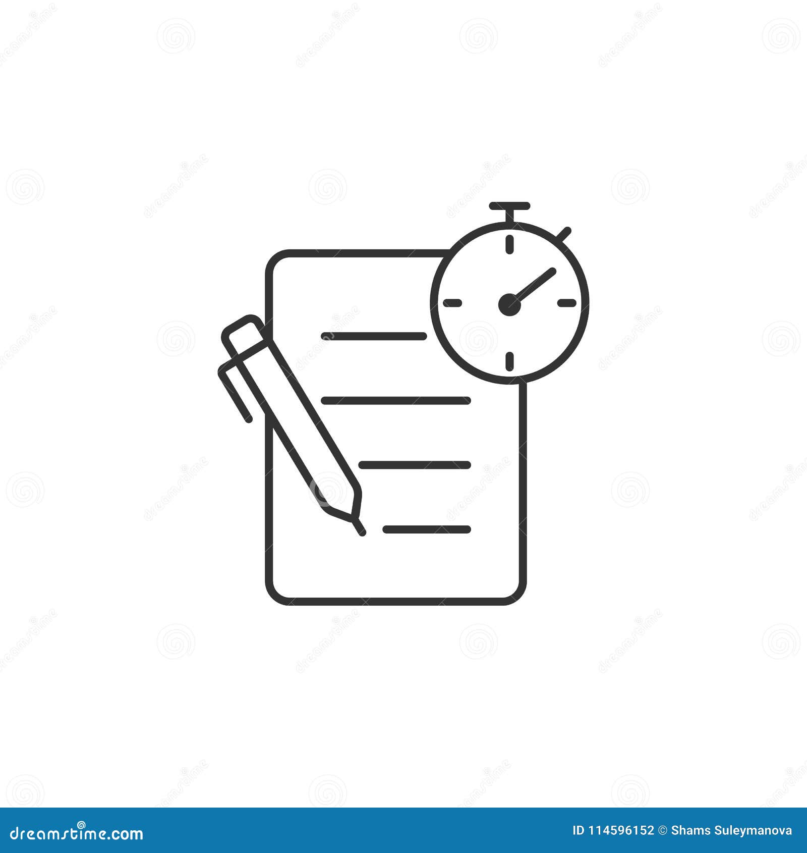 Test with Pen and Clock Icon. Simple Element Illustration. Test with ...