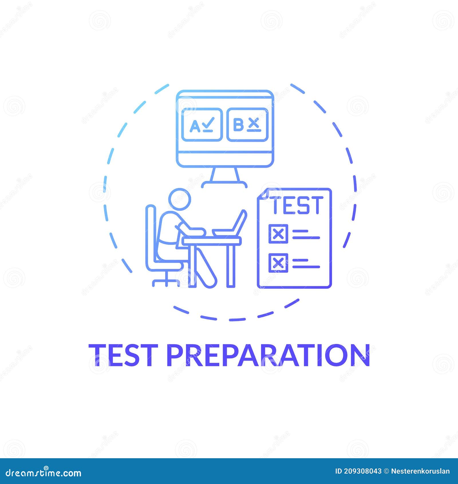 Test Preparation Concept Icon Stock Vector - Illustration of online ...