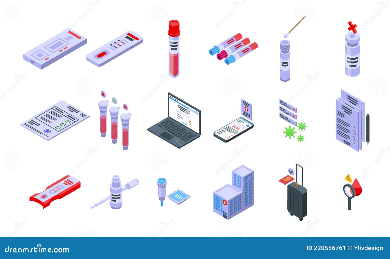Test Result Icons Set, Isometric Style Stock Vector - Illustration of ...