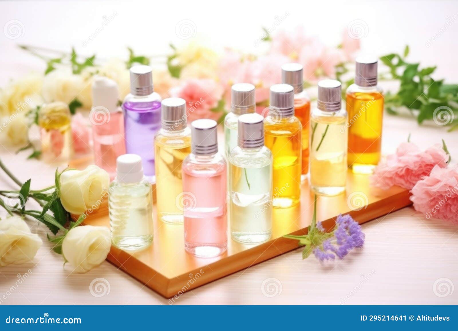 Test Samples of Body Mist Products Arranged on Table Stock Image ...