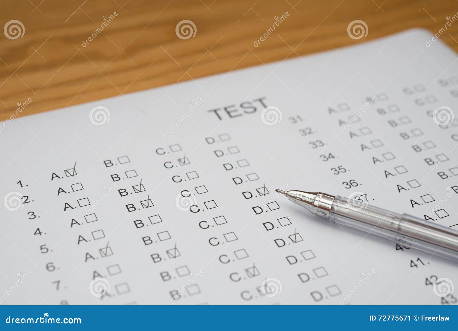 Test Score Sheet with Answers Stock Image - Image of choice, prepare ...