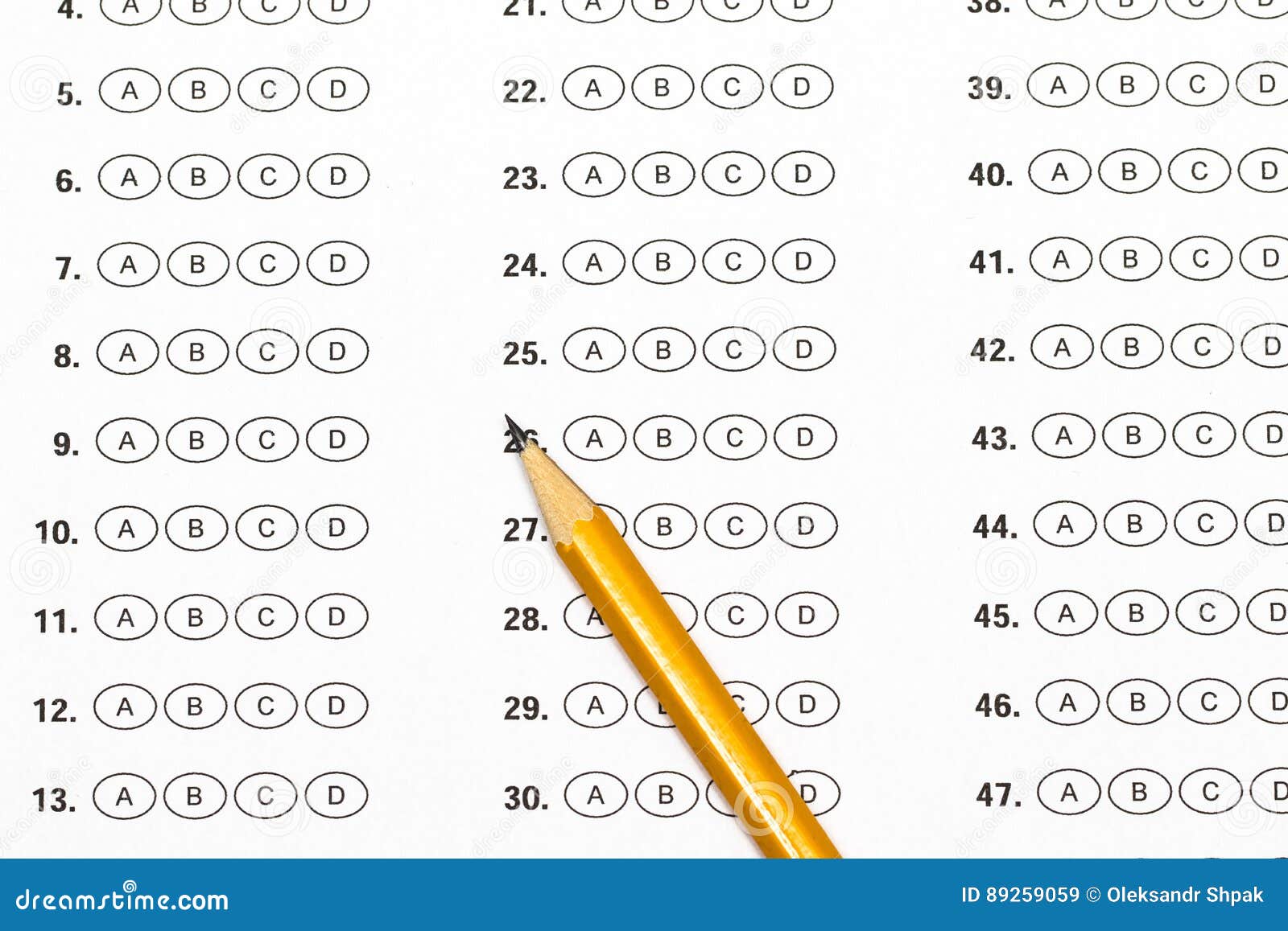 Test Score Sheet With Answers And Pencil Royalty-Free Stock Photography ...