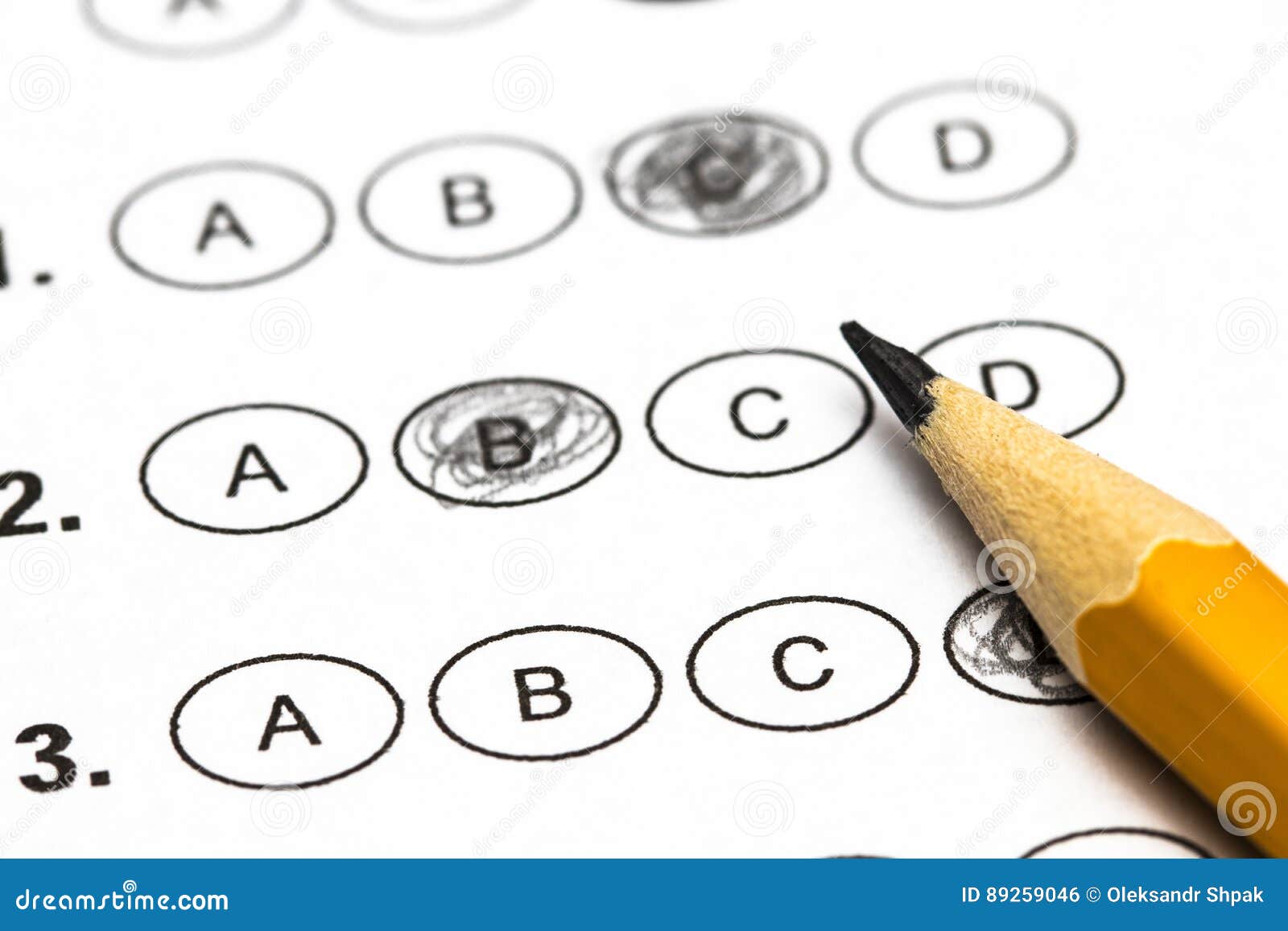 Test Score Sheet with Answers and Pencil . Closeup Stock Photo - Image ...