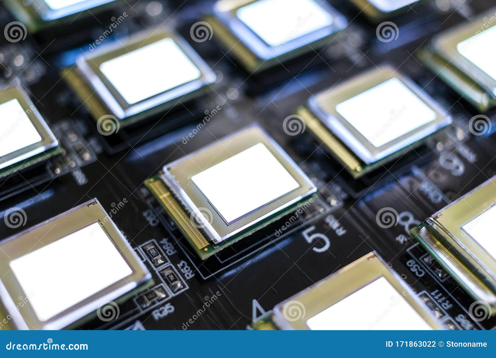 Test Several Oled Displays of White Color on the Test Station. Displays ...