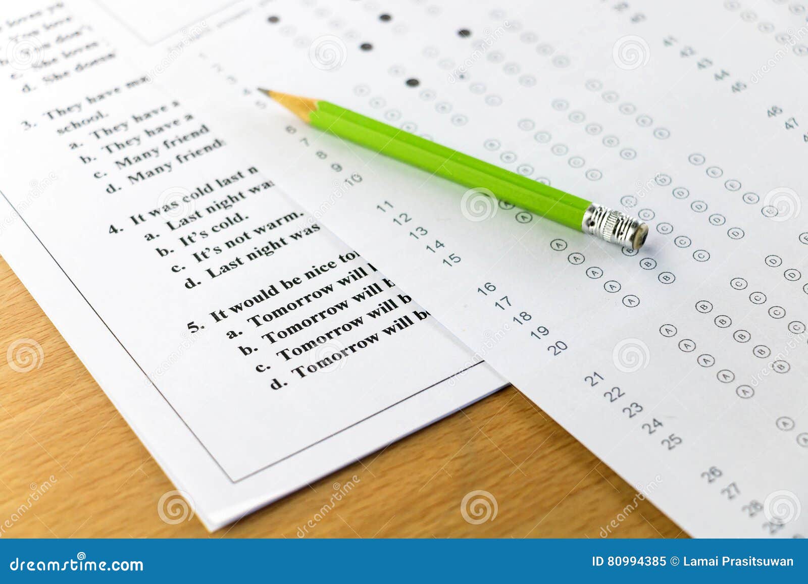 Test Sheet and Answer Sheet Stock Image - Image of examination ...