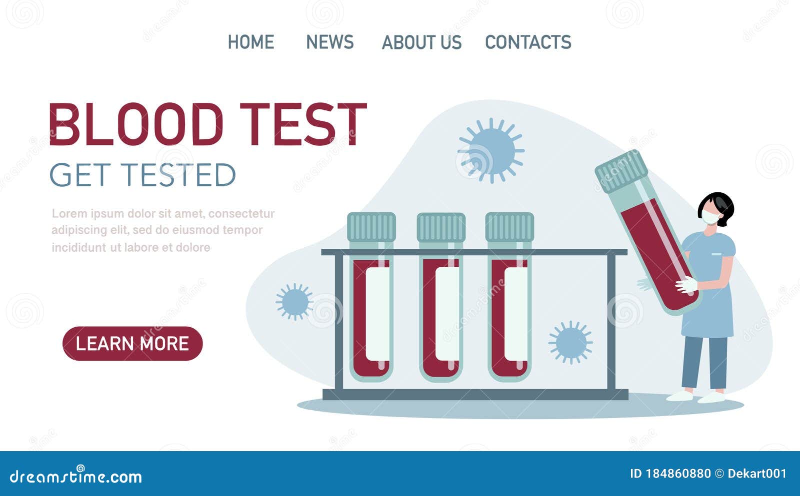 Flat Vector Illustration of Doctor with Test Tube and Woman, Blood Test ...