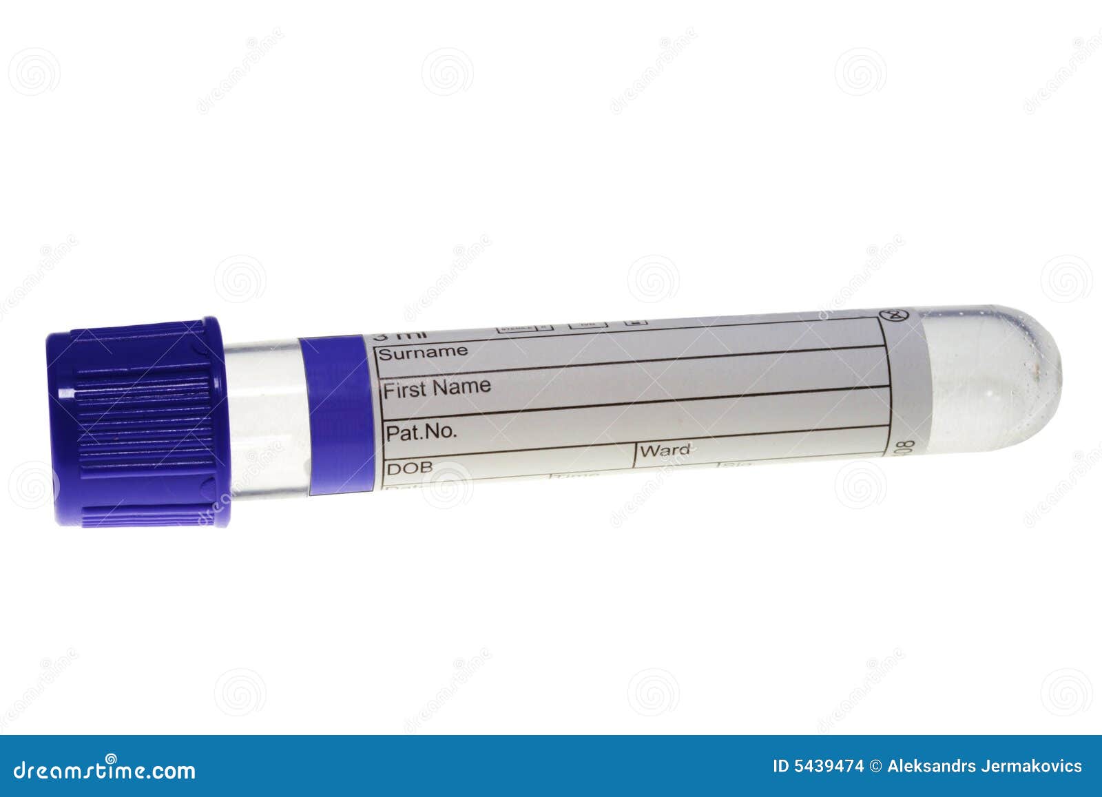 Test tube with blue plug stock photo. Image of anticoagulants - 5439474