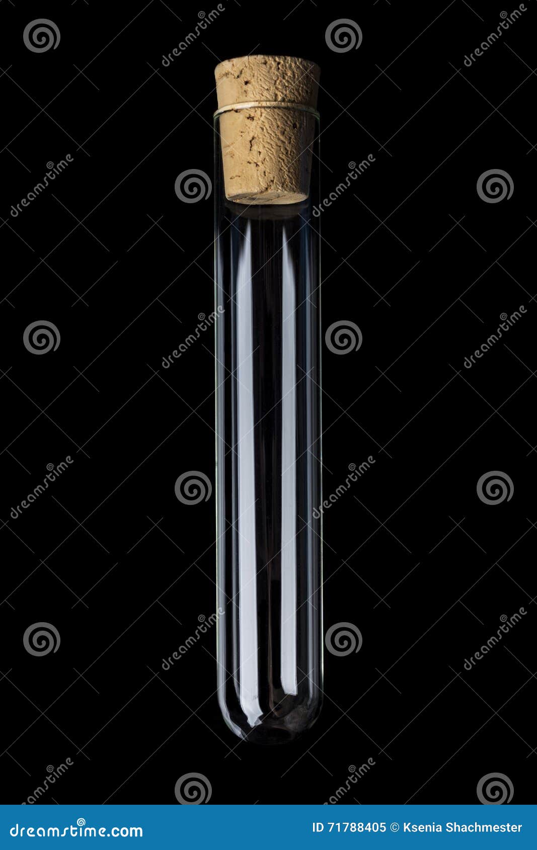 Test Tube Closed with Cork on Black Background Vertical Stock Image ...